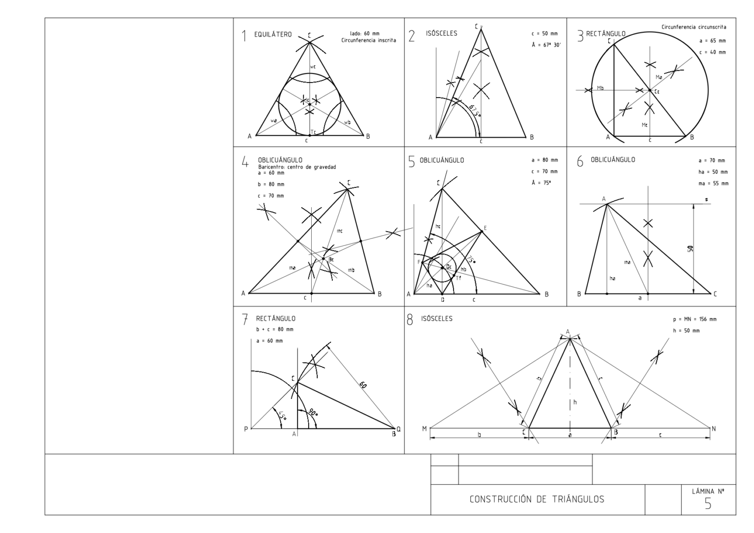 LÁMINAS EPVA 4º ESO. LÁMINA 05. Construcción de triángulos. - Blog de EPVA