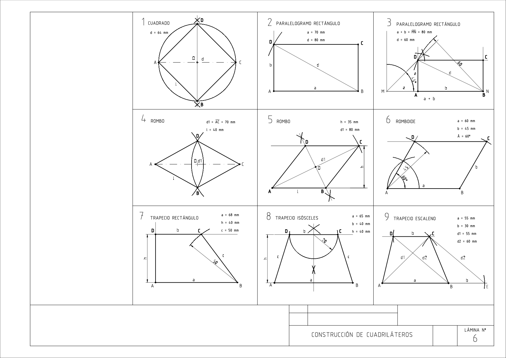 LÁMINAS EPVA 4º ESO. LÁMINA 06. Construcción de cuadriláteros. - Blog de EPVA