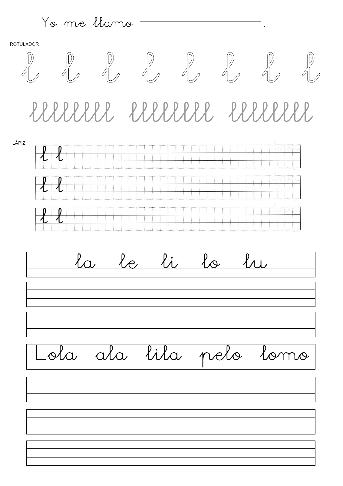 Practica la letra L - El Abezoo de Aurelio