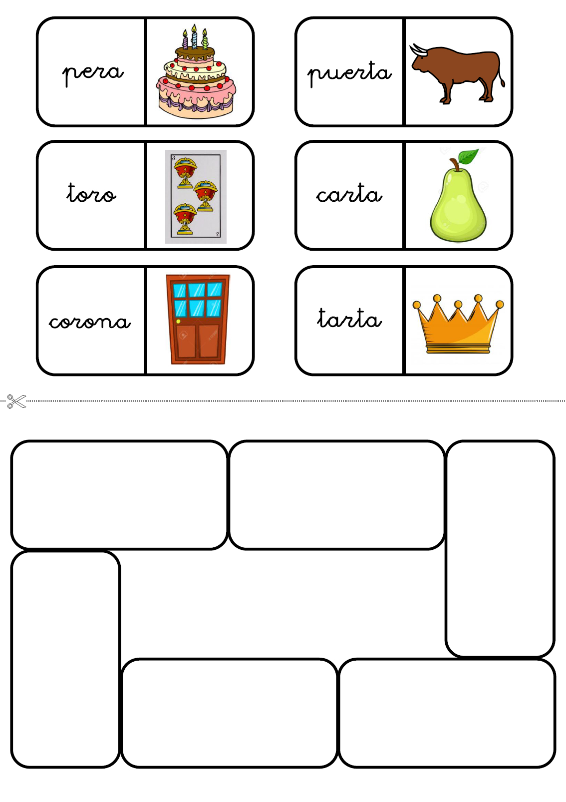 Dominó de palabras letra R suave - El Abezoo de Aurelio