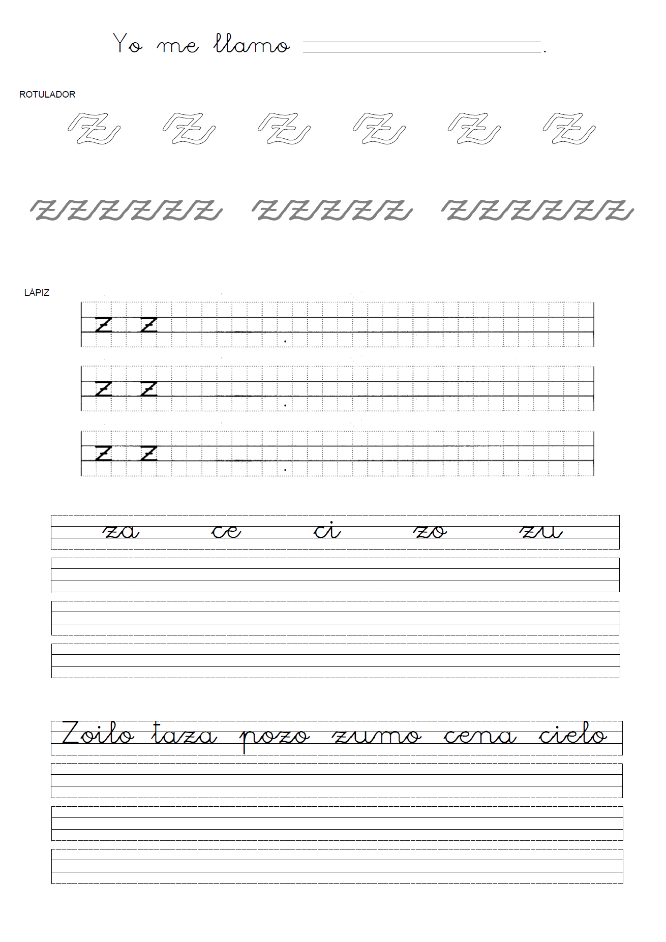 Practica la grafía Z - El Abezoo de Aurelio
