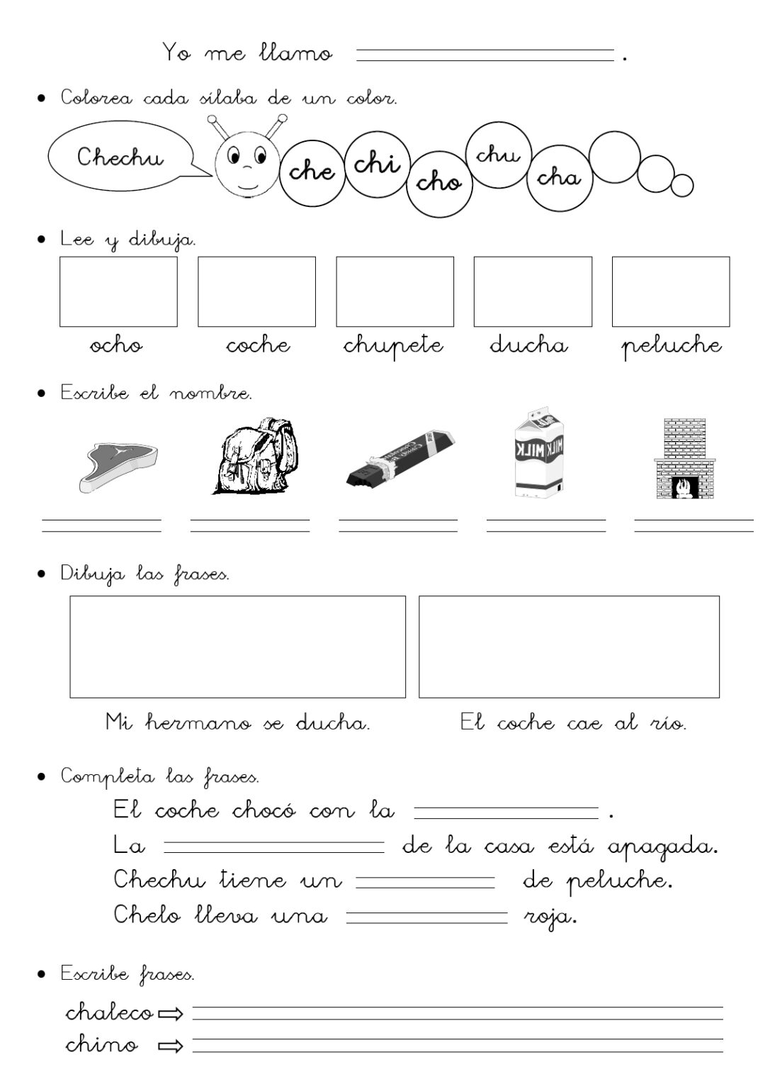 Ficha de escritura letra CH - El Abezoo de Aurelio