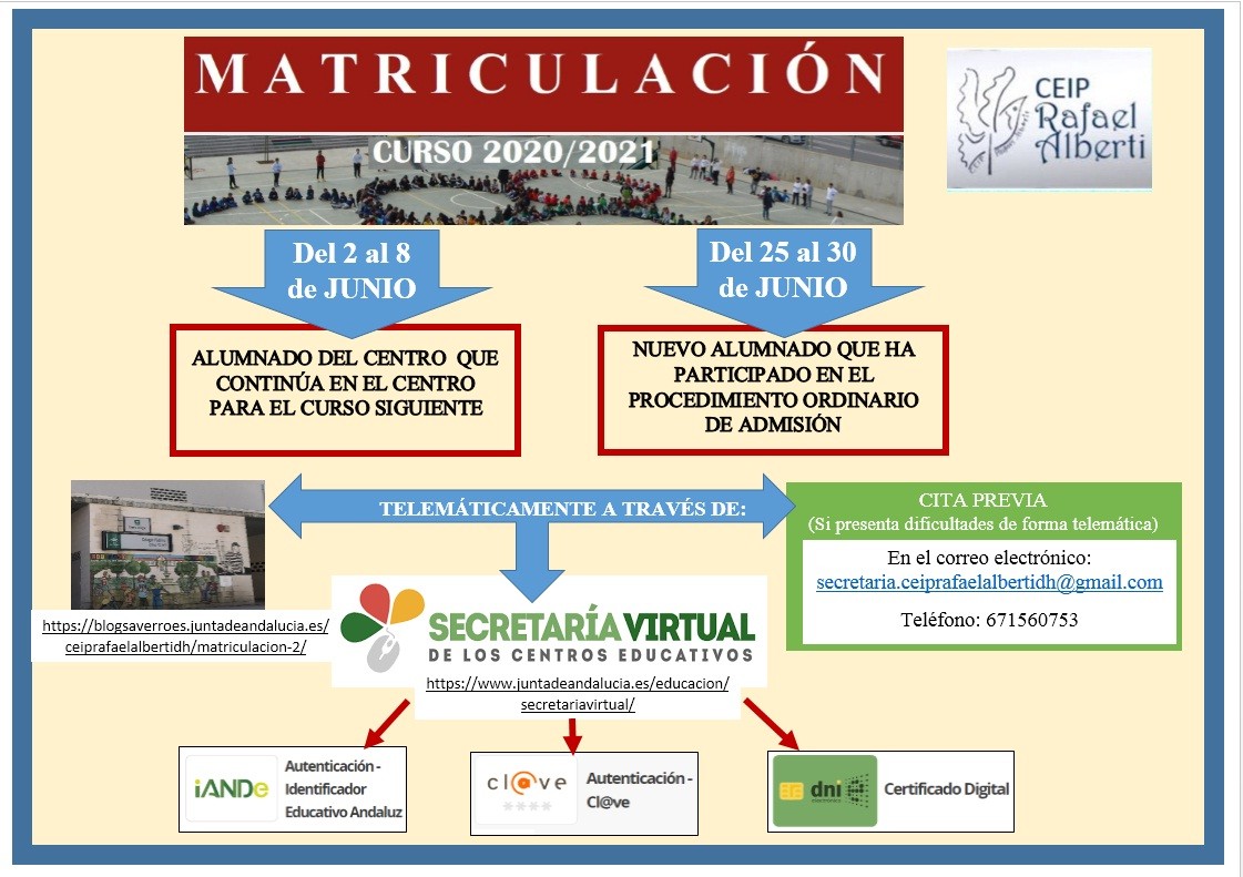 Matriculación | CEIP Rafael Alberti (Dos Hermanas-Montequinto)