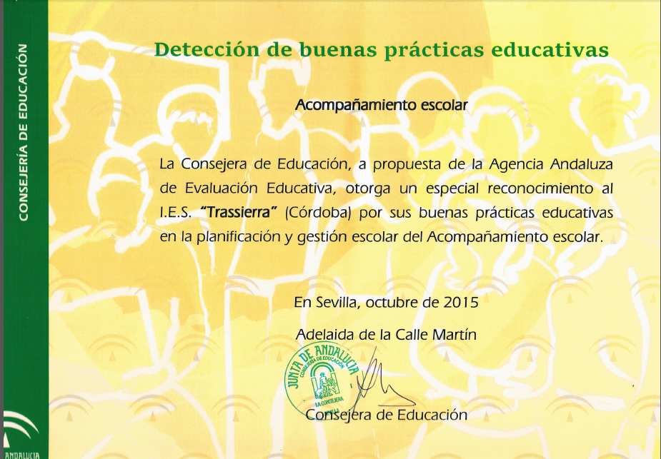 Reconocimiento A Nuestras Buenas Prácticas Educativas Ies Trassierra