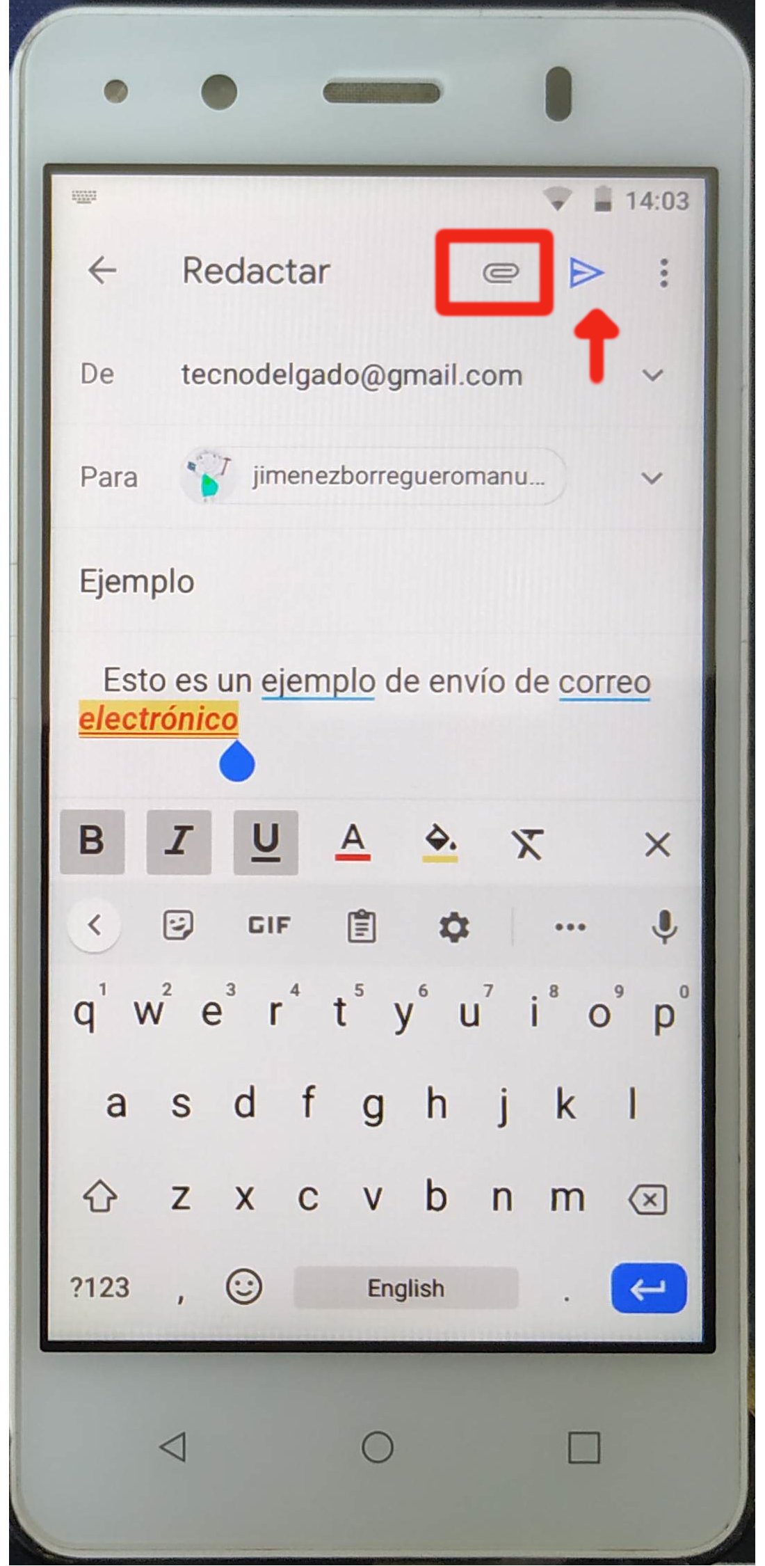Enviar correo electrónico usando un móvil Android - Para Anónimos Faradays