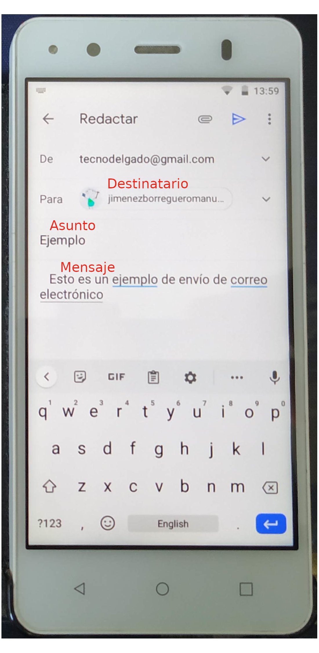 Enviar correo electrónico usando un móvil Android - Para Anónimos Faradays