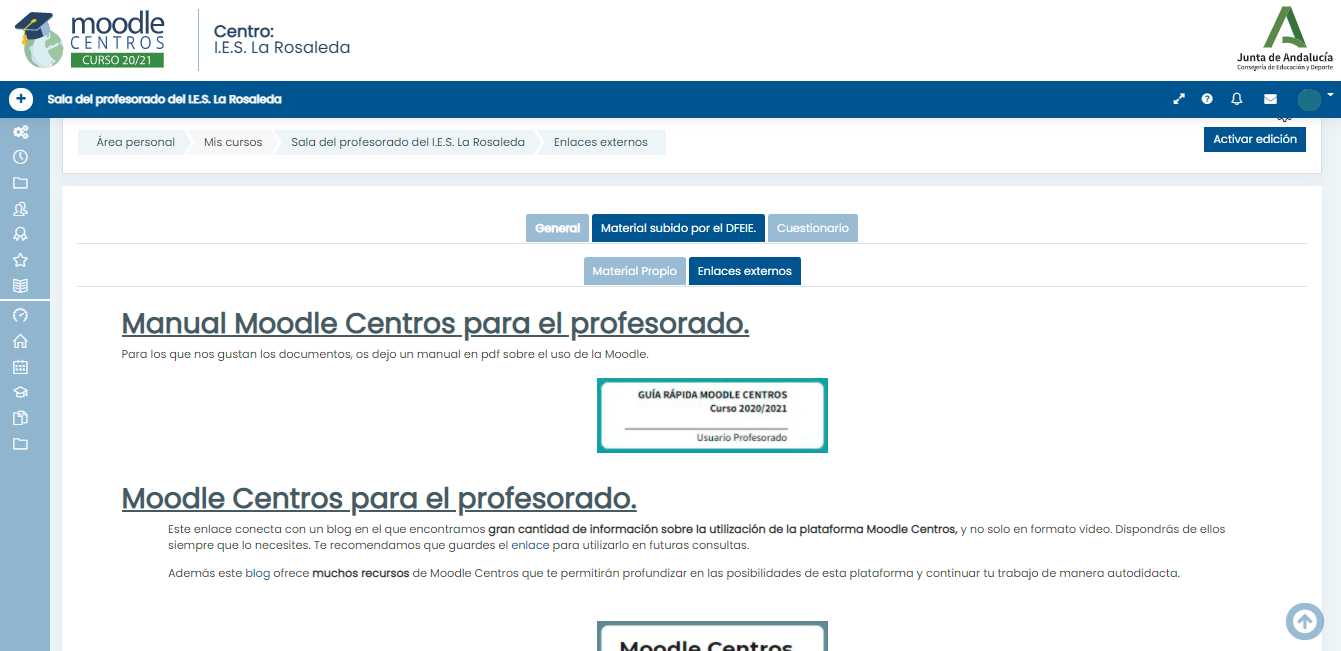 Recursos de Moodle Centros para el profesorado del IES La Rosaleda - Transformación Digital ...
