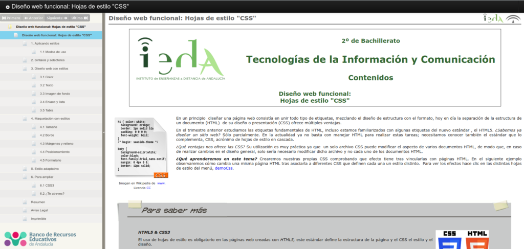 Hoja de estilo CSS - La Transformación Digital en mi Aula
